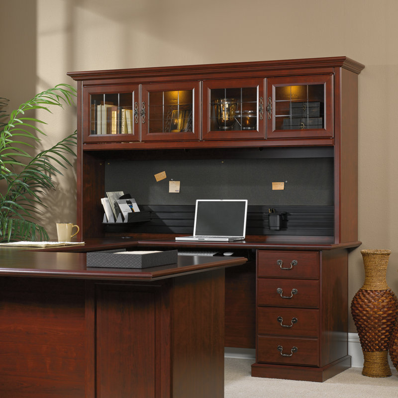 Sauder Heritage Hill Executive Desk Return Hutch Ste Classic Cherry Finish